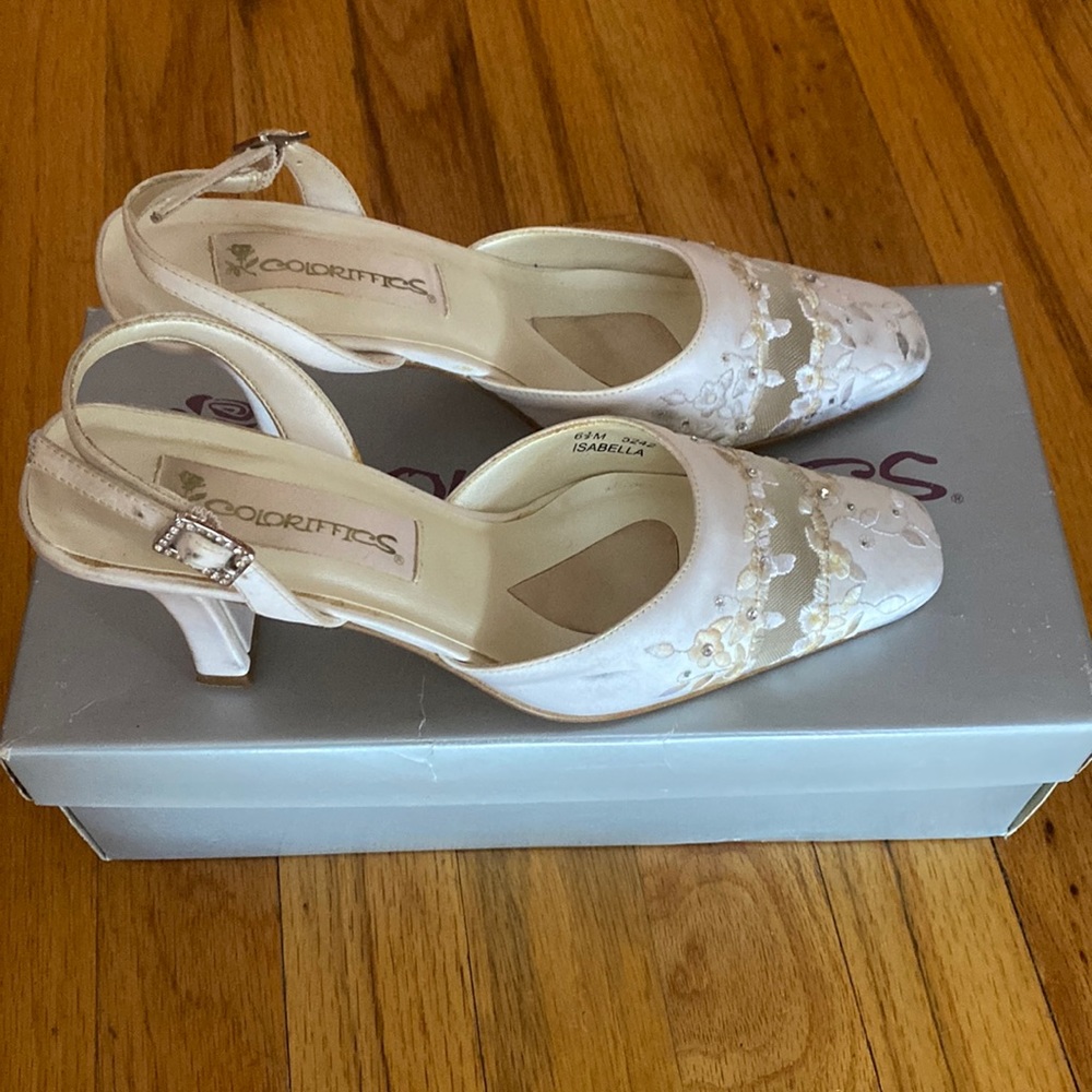 Coloriffics Isabella Dyeable Satin / Leather Slingbac… - Gem